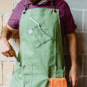 2 DAY FREE Shipping/shoulder Strap Apron/ Cotton Canvas Apron/ Handmade ...