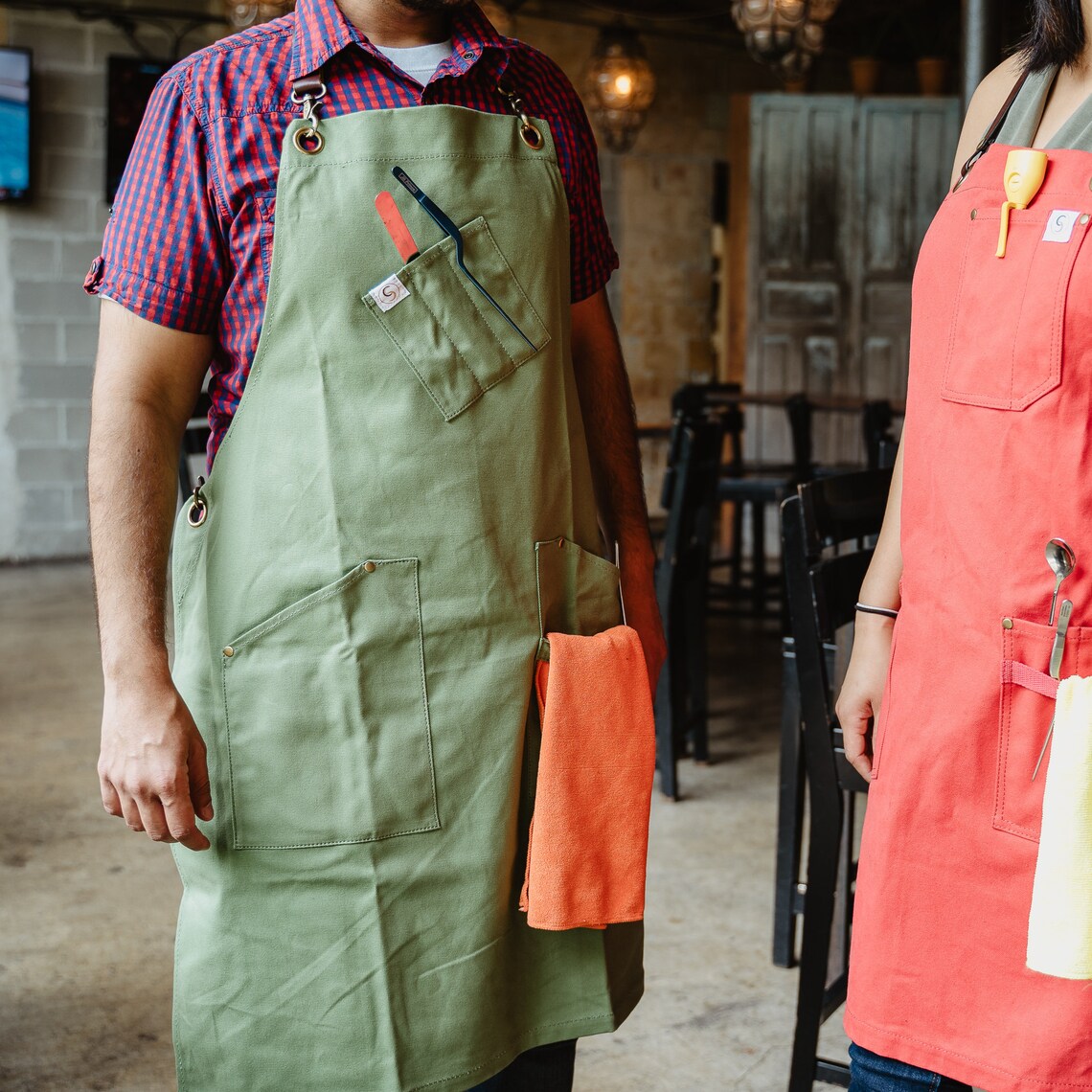2 DAY FREE Shipping/shoulder Strap Apron/ Cotton Canvas Apron/ - Etsy