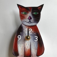 Black Cat Swinging Wall Clock, Cat Clock, Cat Clock With Moving Tail ...