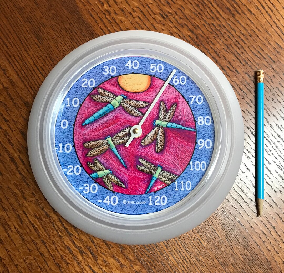 Large Type Thermometer With Dragonflies Design - Etsy