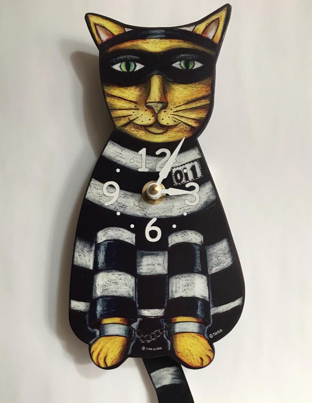 Bandit Cat Clock With Wagging Tail - Etsy