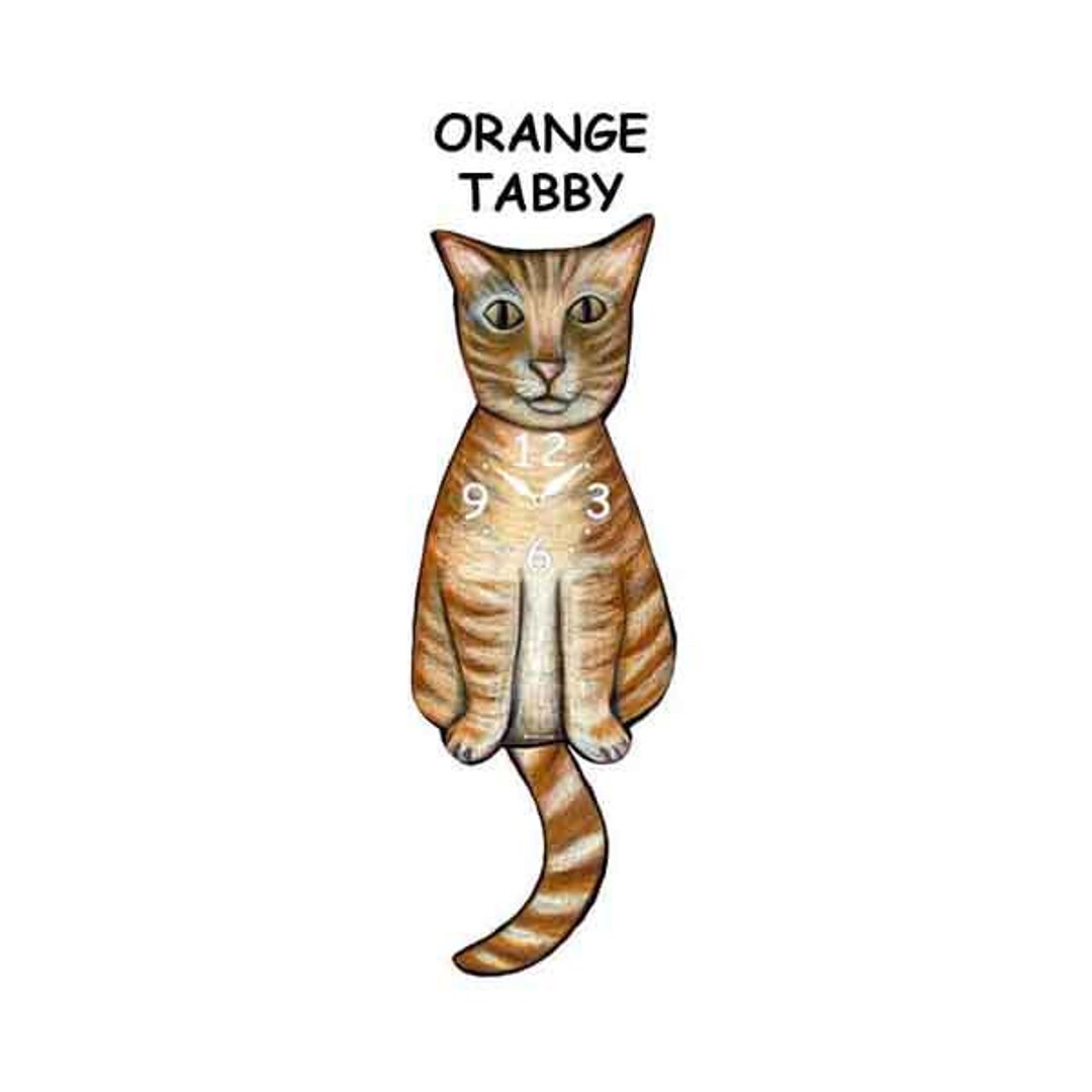 Tabby Cat Clock With Swinging Tail-orange or Grey - Etsy