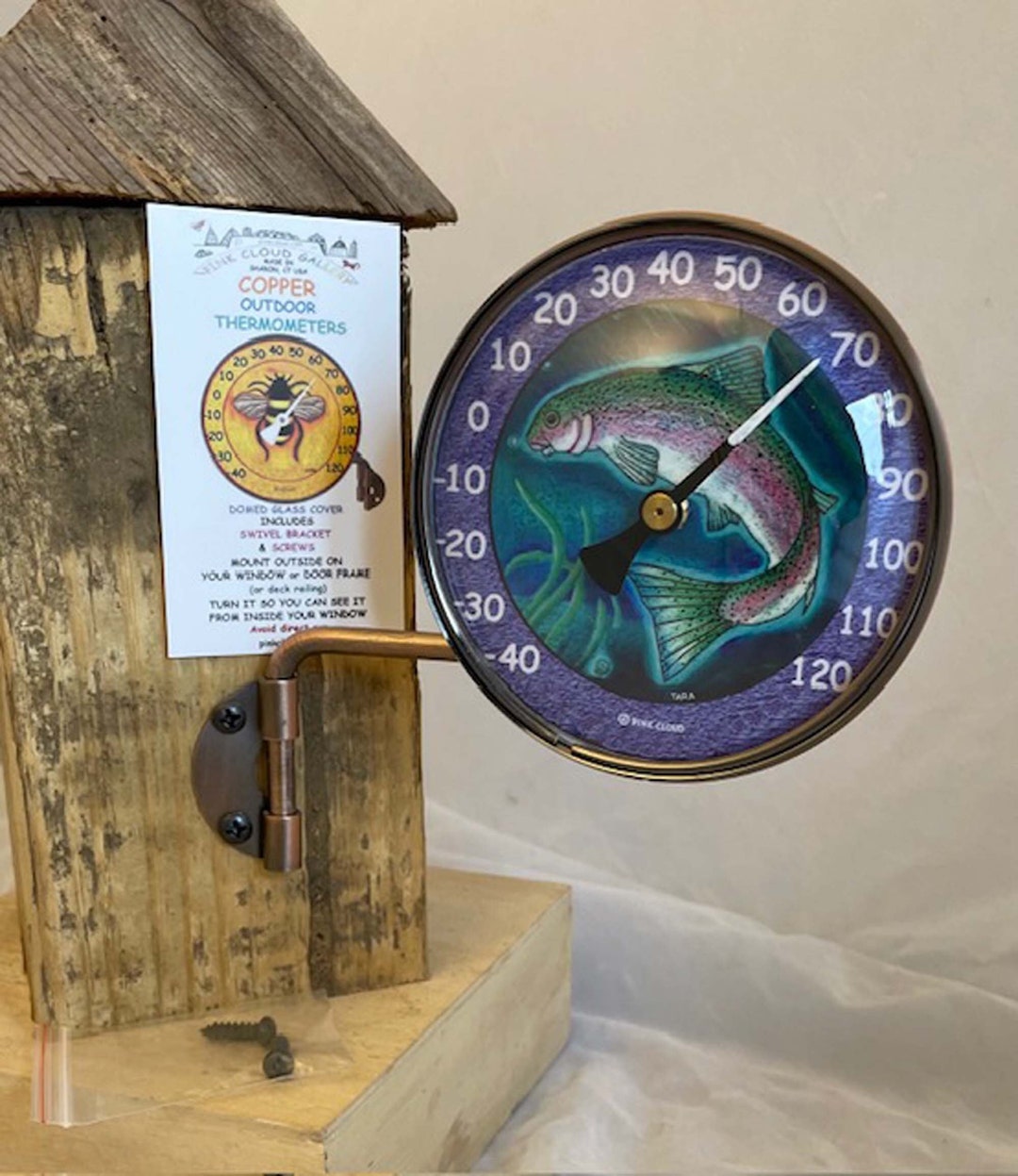Copper 4"dial Thermometer With Trout Design - Etsy