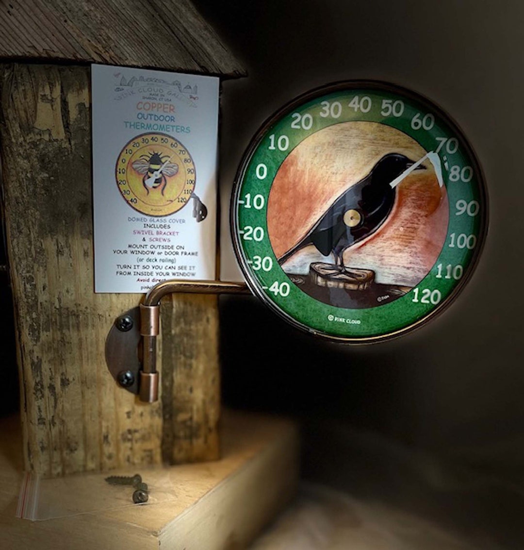 Copper 4" Dial Thermometer With Crow Design - Etsy