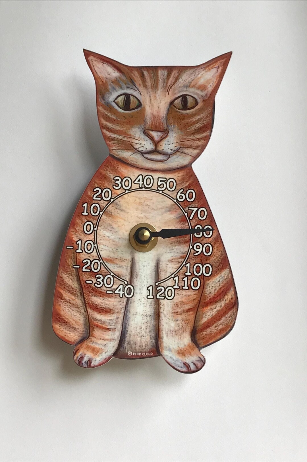 Orange Tabby Cat Wall Thermometer Made of Lightweight Colorfast Metal ...