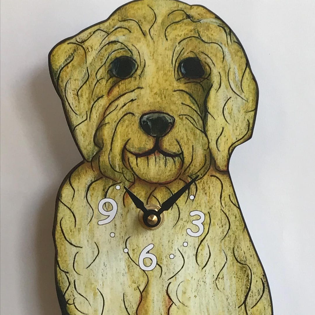 Labradoodle Pup Dog Clock With Wagging Tail - Etsy