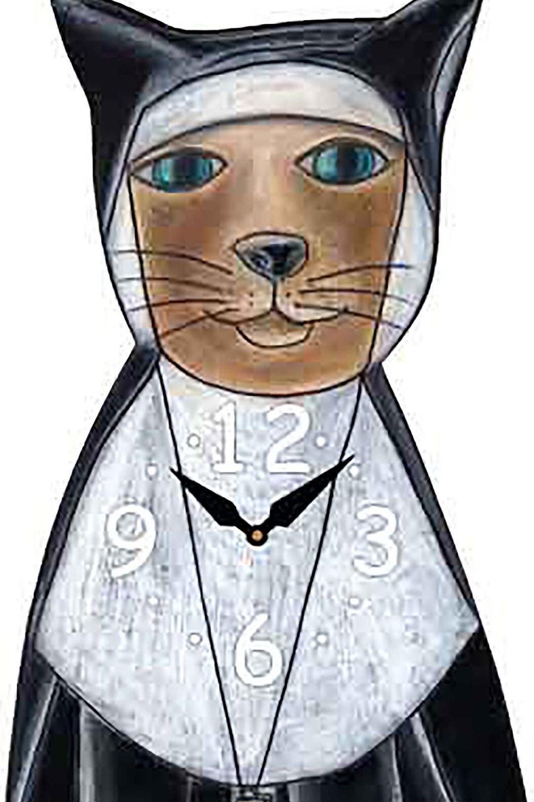 Sister Mary Meow Cat Clock With Swinging Tail - Etsy