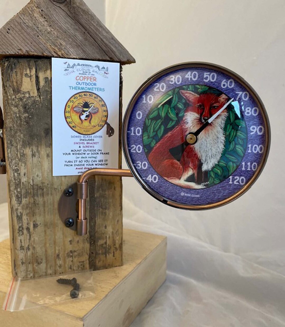 Copper 4" Dial Thermometer With Fox Design - Etsy