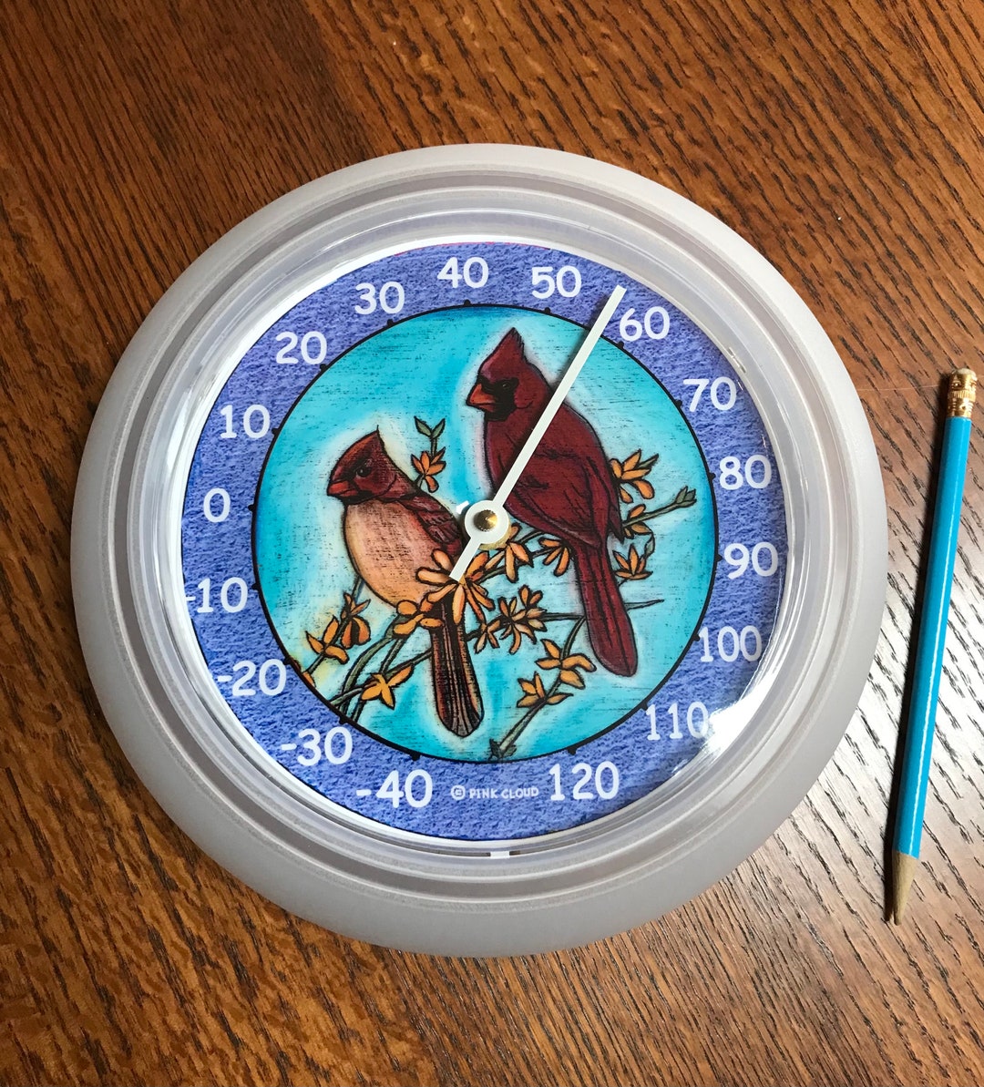 Large Type Thermometer With Cardinals Design - Etsy