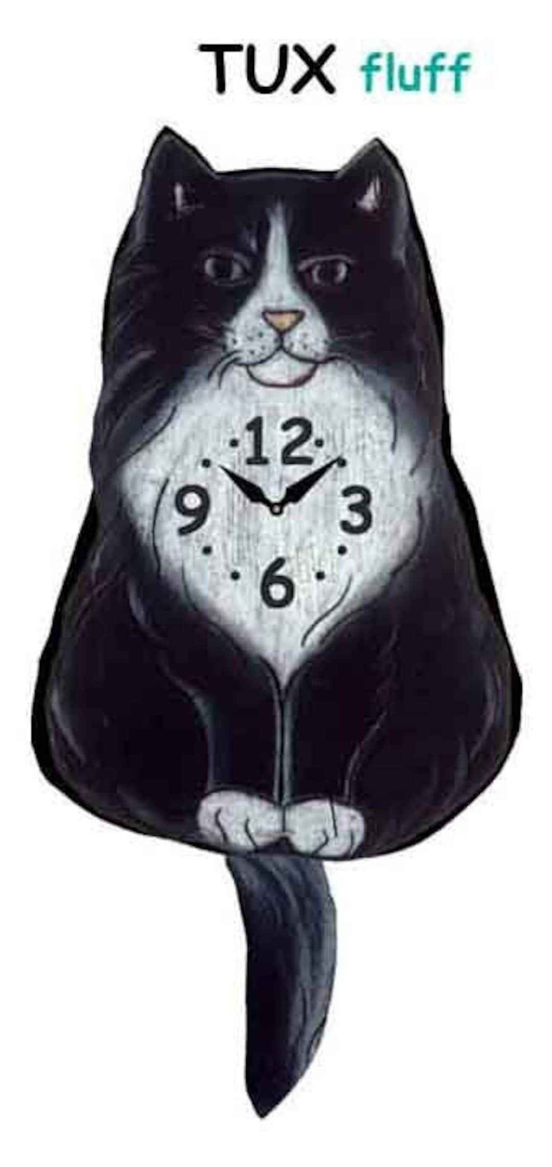 Tux Fluff Cat Clock With Swinging Tail - Etsy