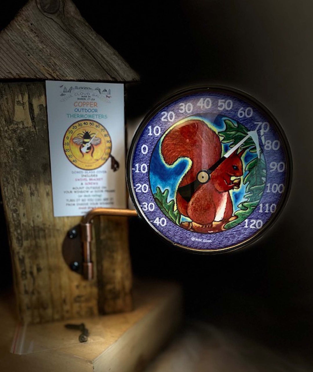 Copper 4" Dial Thermometer With Squirrel Design - Etsy