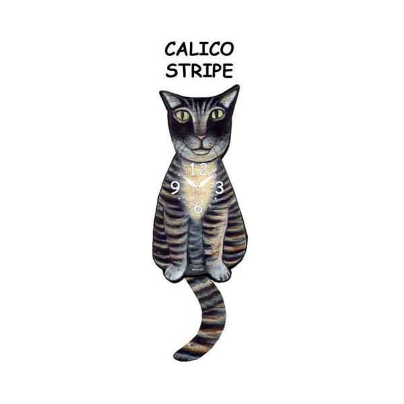 Calico Stripe Cat Clock With Wagging Tail - Etsy