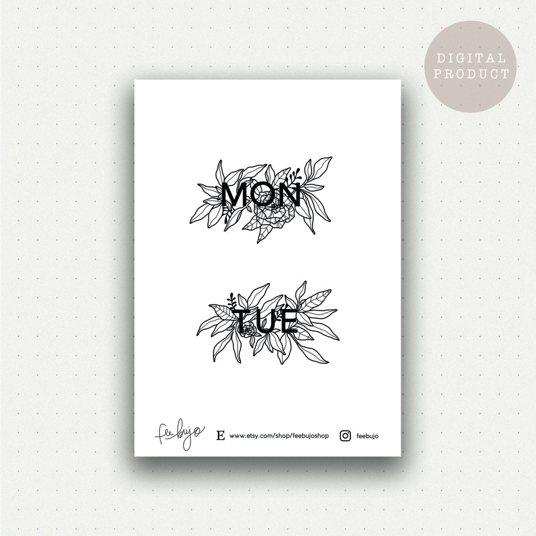 Monday and Tuesday Printable Printable Planner Stickers - Etsy