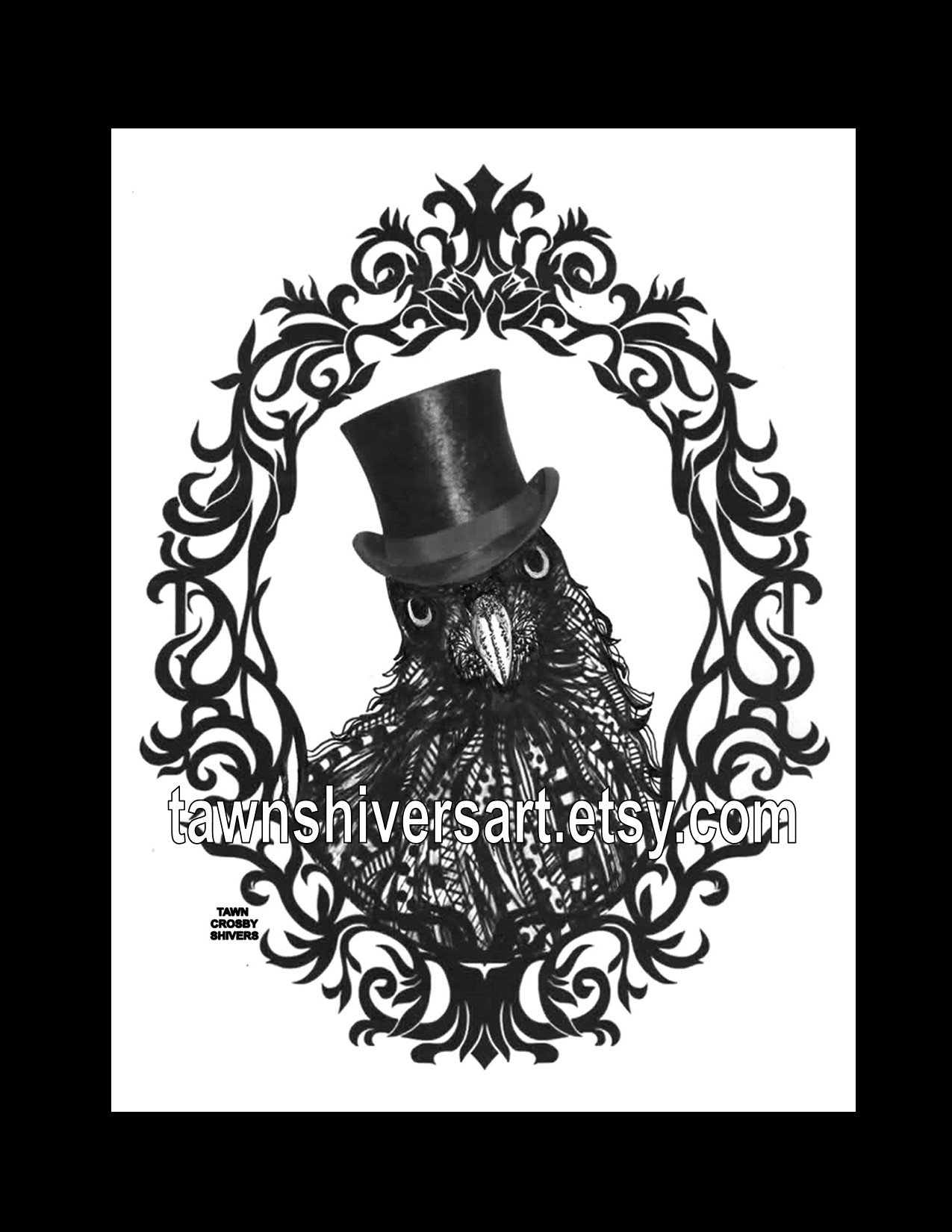 Raven Wearing A Top Hat, Victorian Border. Nevermore. Edgar Allan Poe ...