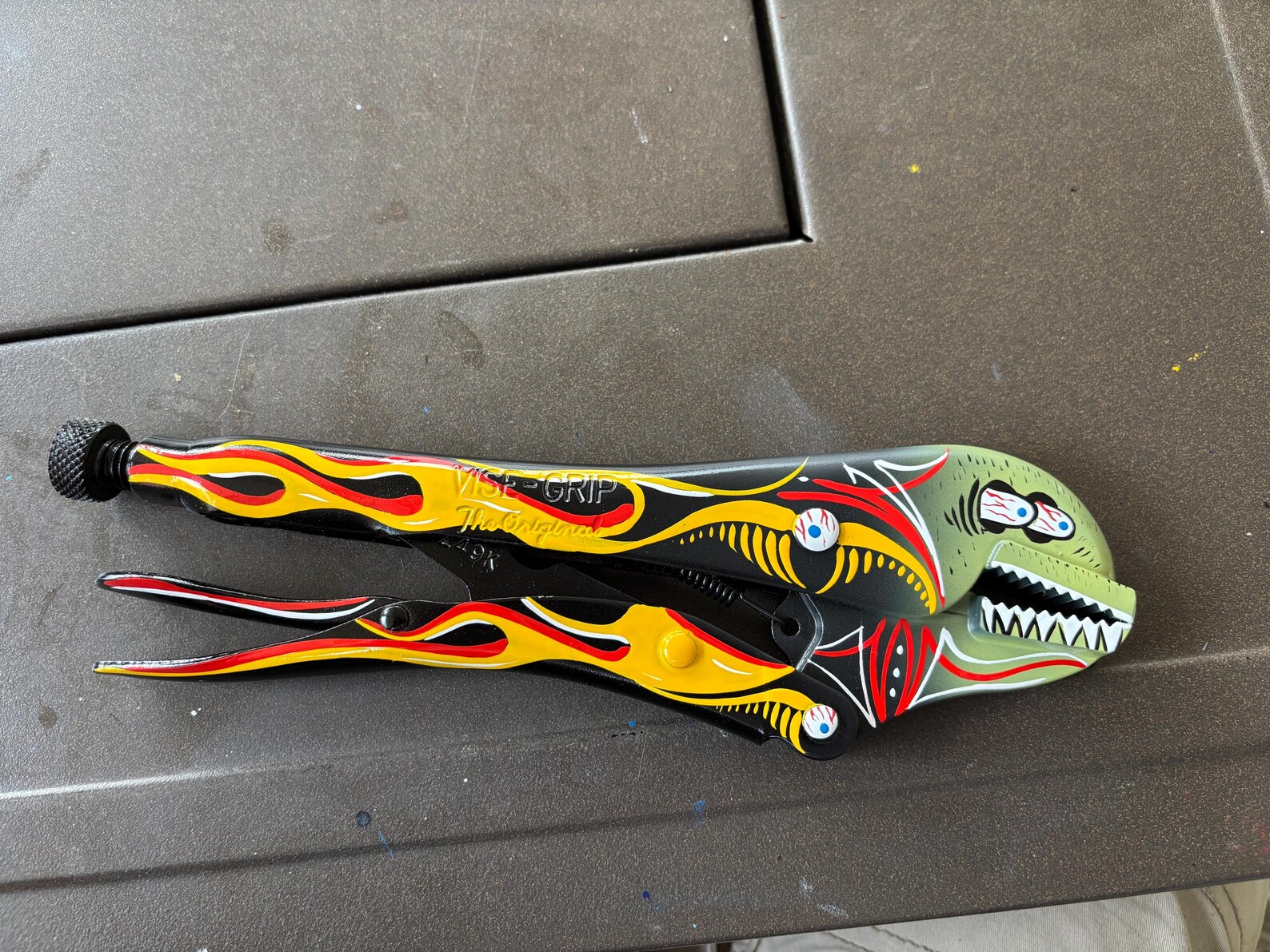 Hot Rat Rod Pinstripe Flame Tattoo Flash Hand Painted Custom Vice Grip ...