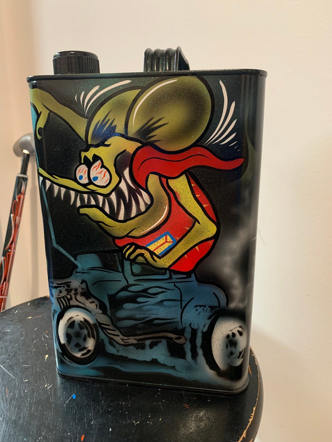 Rat Fink Pinstripe Hot Rat Rod Tattoo Custom Painted Storage Can Art ...