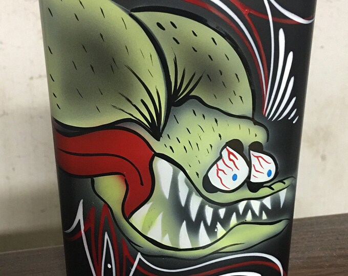 Pinstripe Hot Rat Rod Tattoo Custom Painted Rat Fink Metal Flask - Etsy