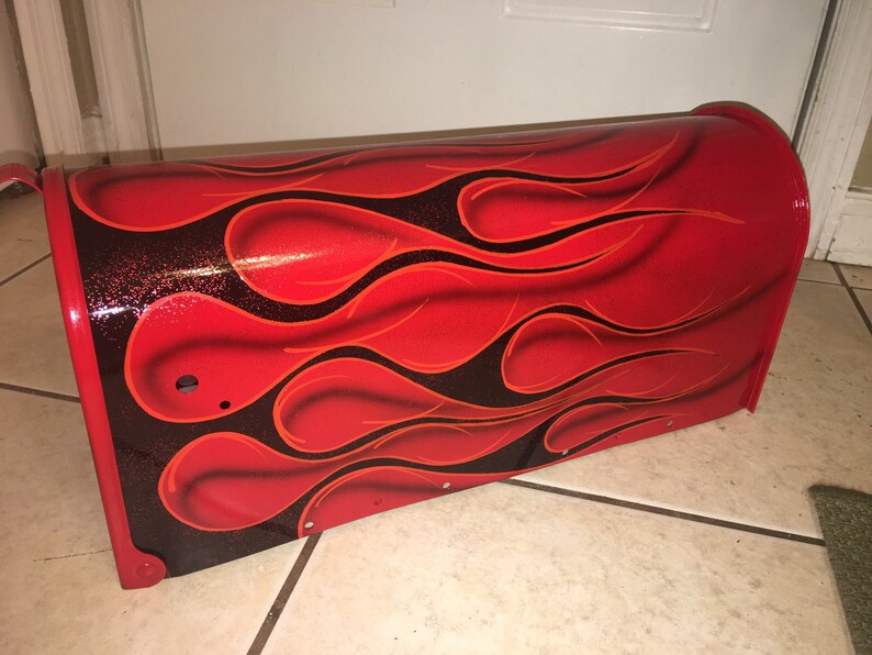 Flame Airbrush Pinstripe Hot Rat Rod Tattoo Art Mailbox One of a Kind ...