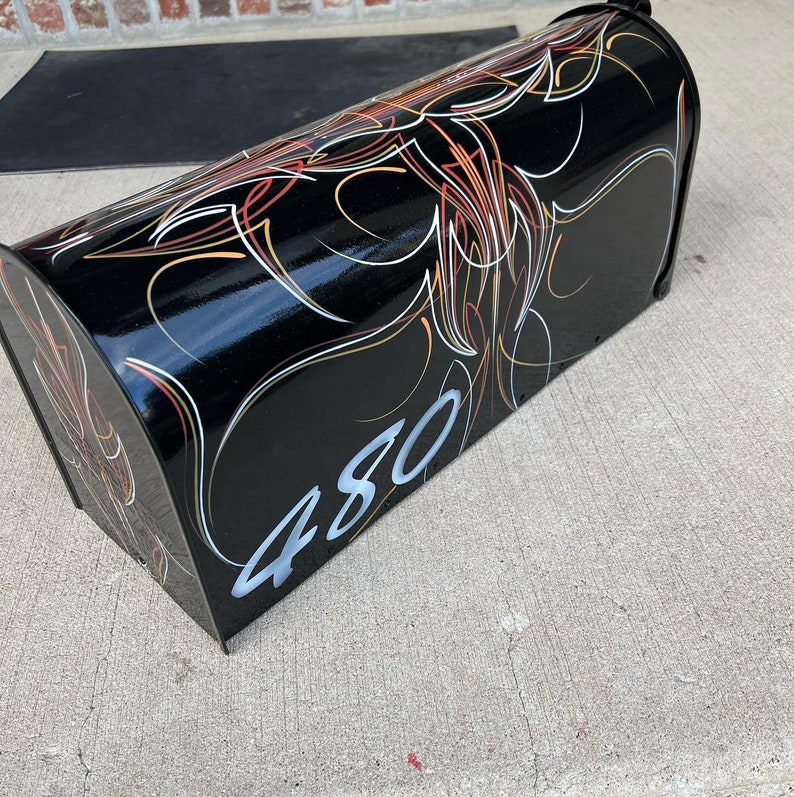 Freehand Pinstripe Hot Rat Rod Tattoo Art Mailbox One of a - Etsy