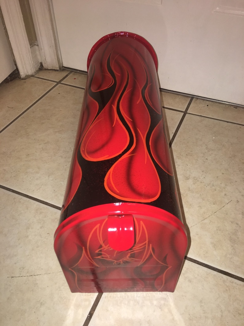 Flame Airbrush Pinstripe Hot Rat Rod Tattoo Art Mailbox One of a Kind ...