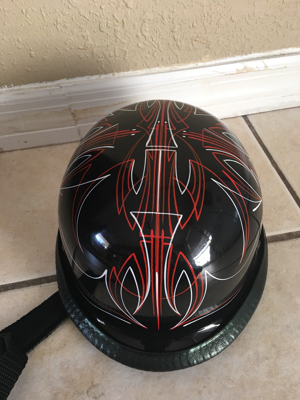 Motorcycle Half Helmet Hot Rat Rod Pinstripe Art Hand Painted | Etsy