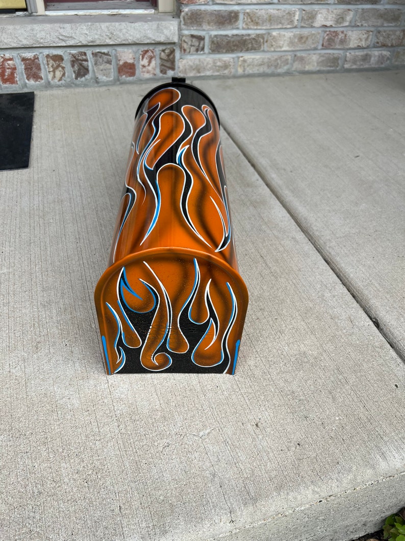 Tribal Flame Airbrush Pinstripe Hot Rat Rod Tattoo Art Mailbox - Etsy