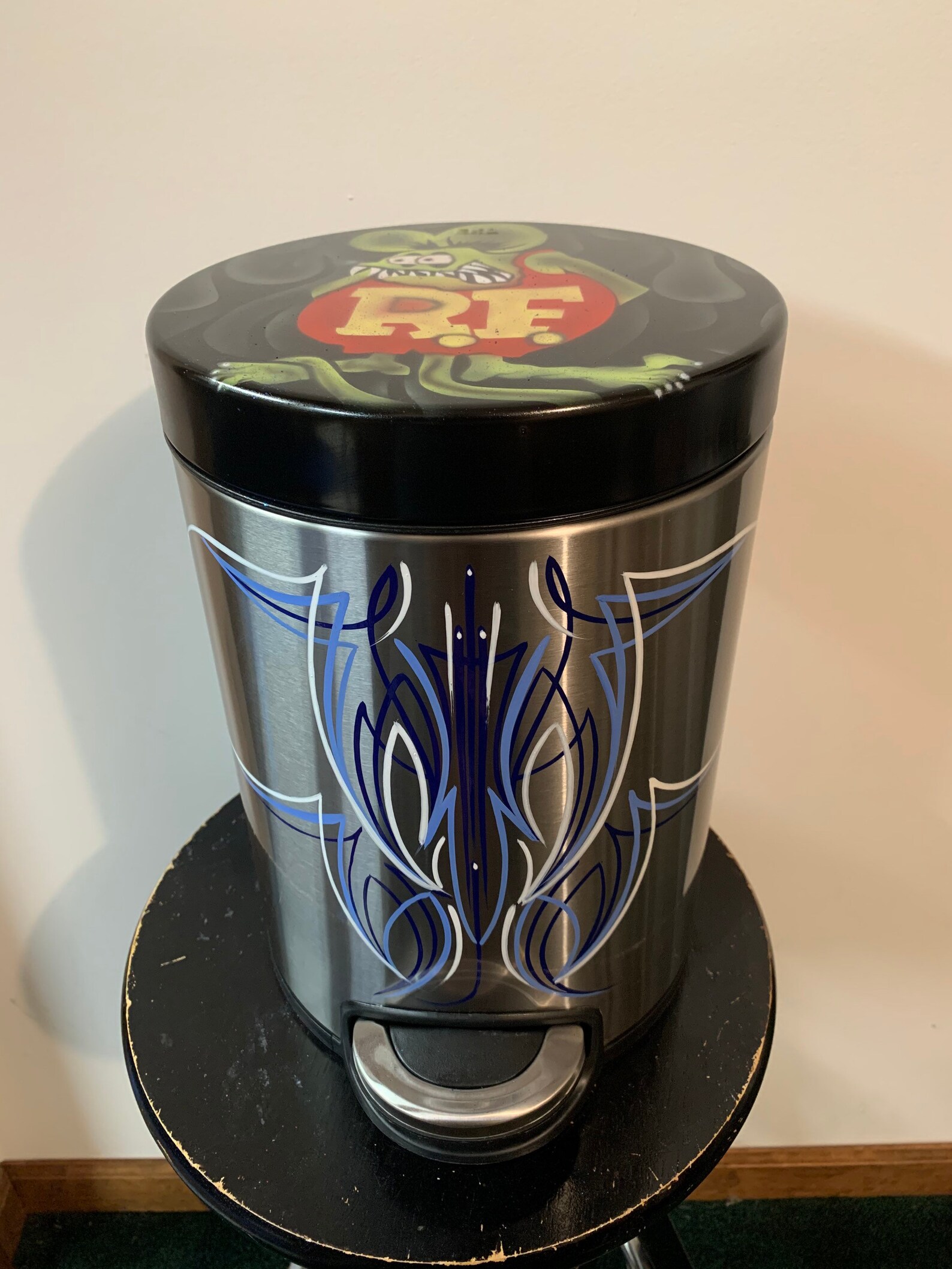 Hot Rat Rod Tattoo Flash Hand Painted Rat Fink Pinstripe Metal Trash ...