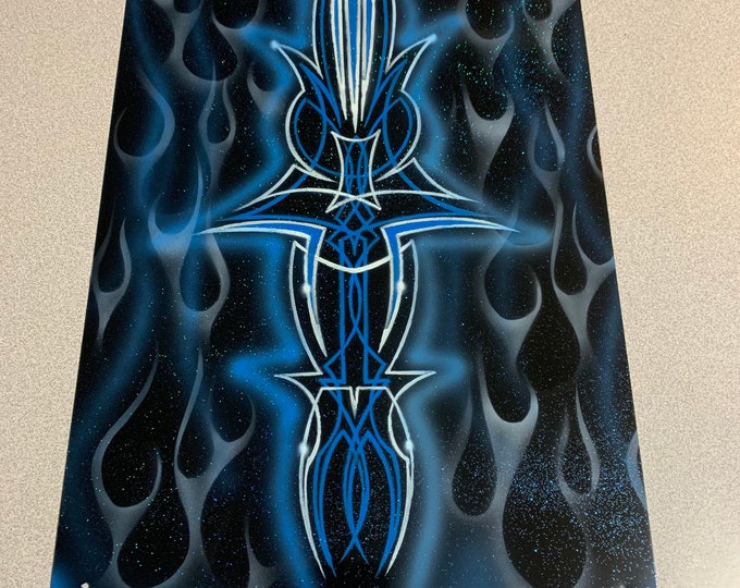 Hand Painted Pinstripe Airbrush Hot Rat Rod Tattoo Flash Art Metal Wall ...