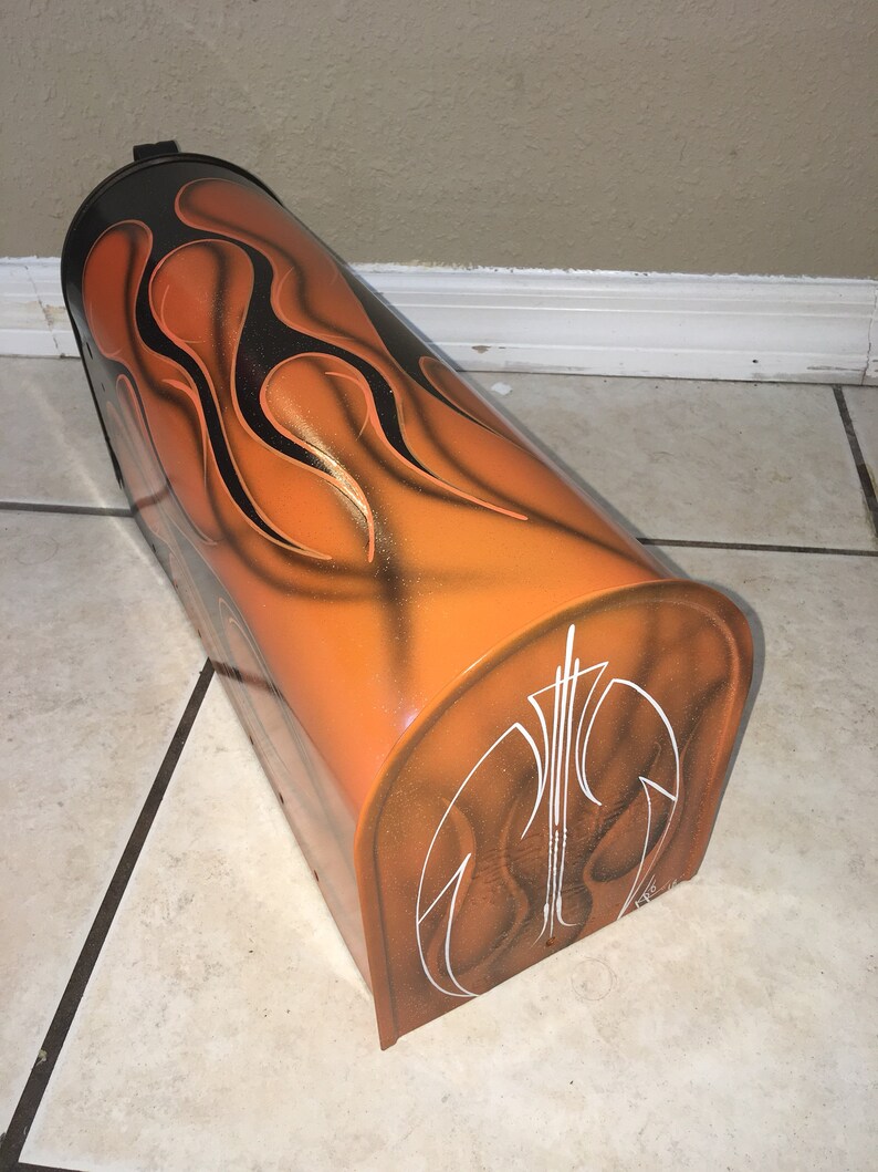 Flame Airbrush Pinstripe Hot Rat Rod Tattoo Art Mailbox One of a Kind ...
