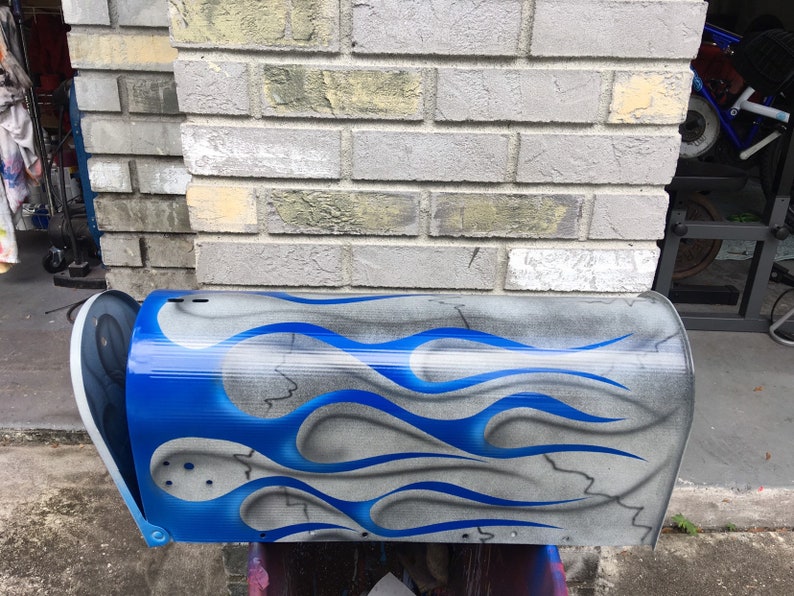 Hot Rat Rod Traditional Flame Pinstripe Metal Flake Art Mailbox - Etsy