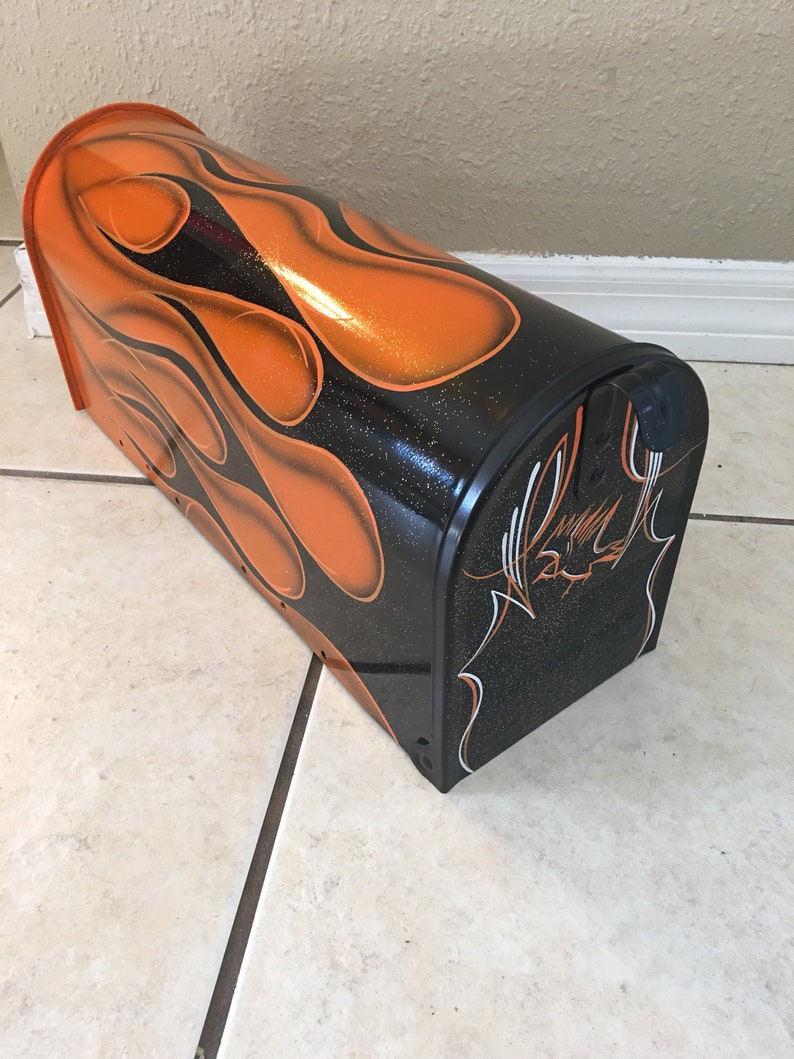 Flame Airbrush Pinstripe Hot Rat Rod Tattoo Art Mailbox One of a Kind ...