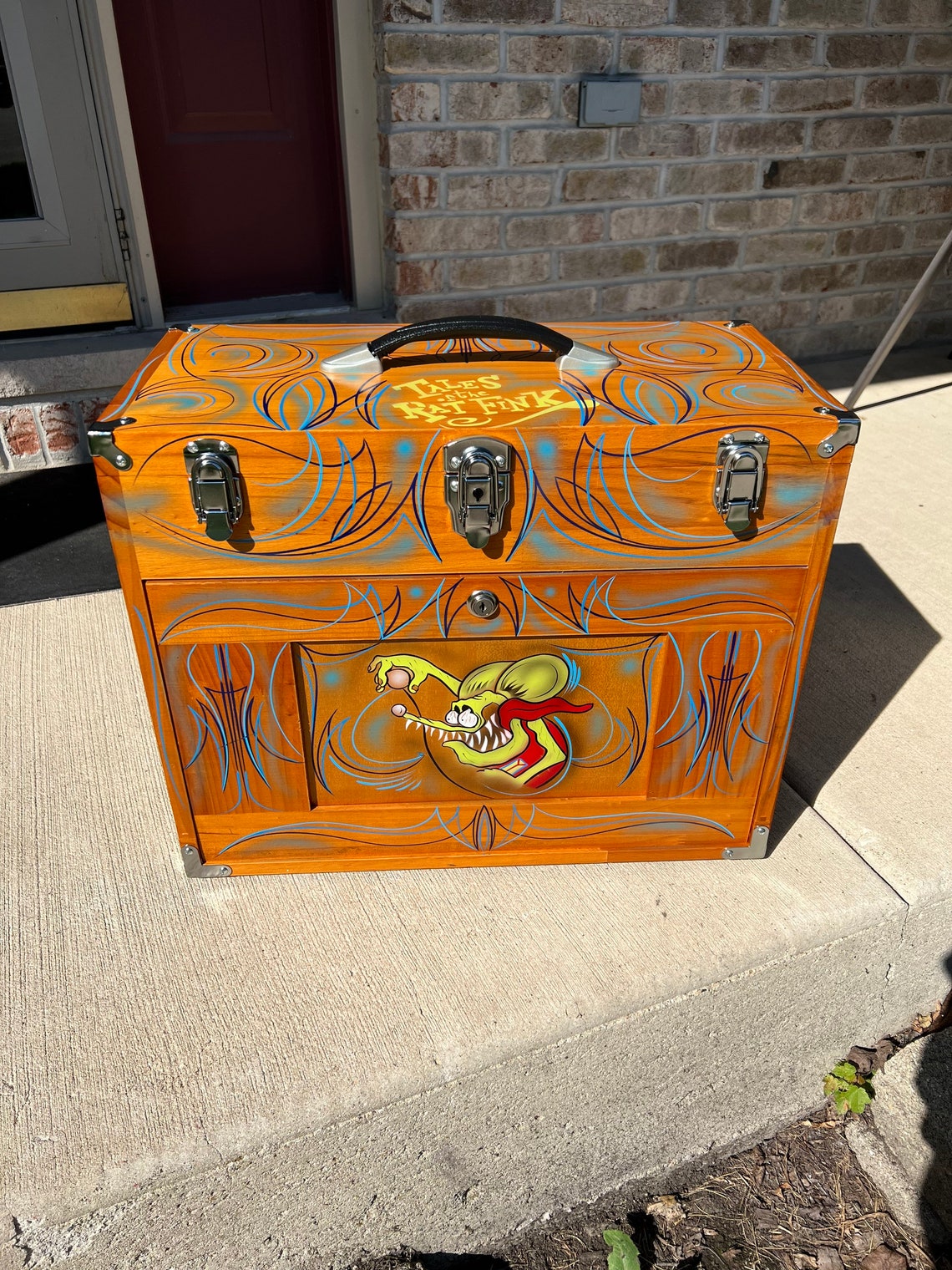 8 Drawer Wood Tool Chest Pinstripe Art Hand Painted in Colors - Etsy