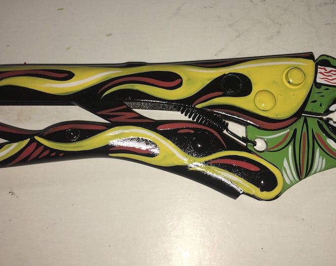Hot Rat Rod Pinstripe Flame Tattoo Flash Hand Painted Custom Vice Grip ...