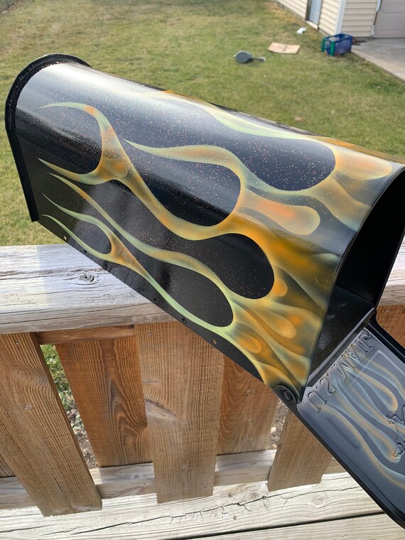 Flame Airbrush Pinstripe Hot Rat Rod Tattoo Art Mailbox One of - Etsy