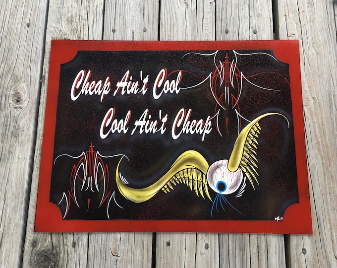 Pinstripe Art Flying Eye Garage Hand Painted Plexiglass Panel Hot Rat ...
