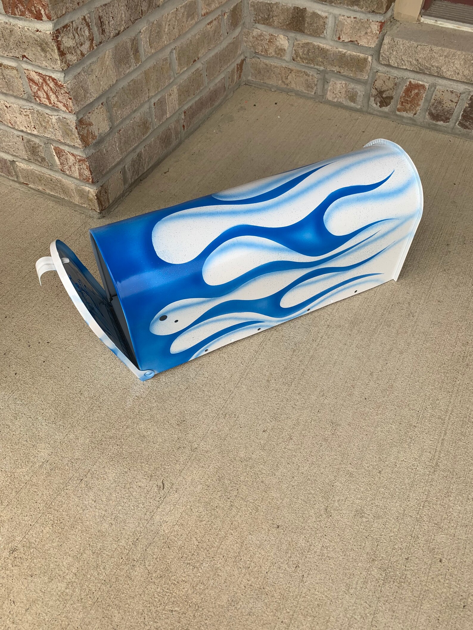 Hot Rat Rod BLUE Traditional Flame Pinstripe Metal Flake Art Mailbox - Etsy