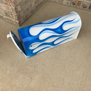 Hot Rat Rod BLUE Traditional Flame Pinstripe Metal Flake Art Mailbox - Etsy