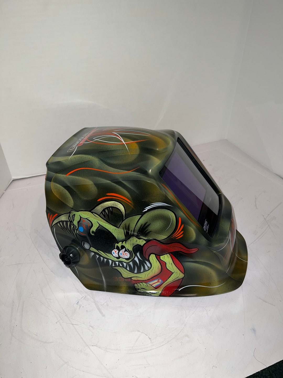 Hot Rat Rod Tattoo Flash Hand Painted Rat Fink Airbrush Welding Helmet ...