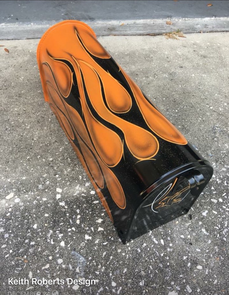 Flame Airbrush Pinstripe Hot Rat Rod Tattoo Art Mailbox One of a Kind ...