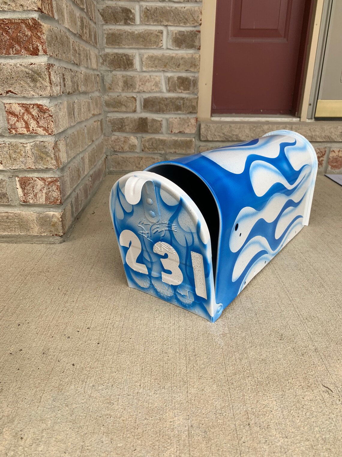 Hot Rat Rod BLUE Traditional Flame Pinstripe Metal Flake Art Mailbox - Etsy