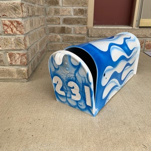 Hot Rat Rod BLUE Traditional Flame Pinstripe Metal Flake Art Mailbox - Etsy