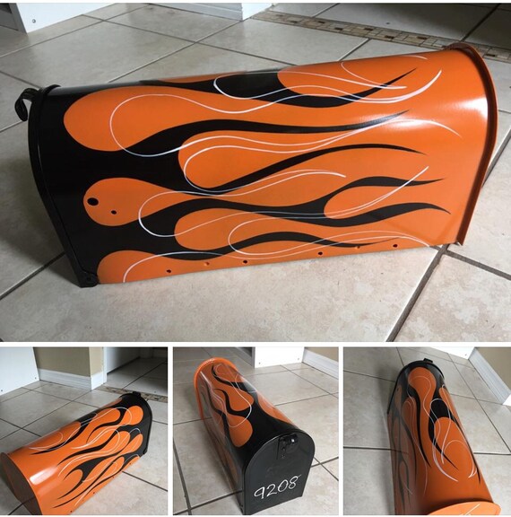 Tribal Flame Airbrush Pinstripe Hot Rat Rod Tattoo Art Mailbox ...