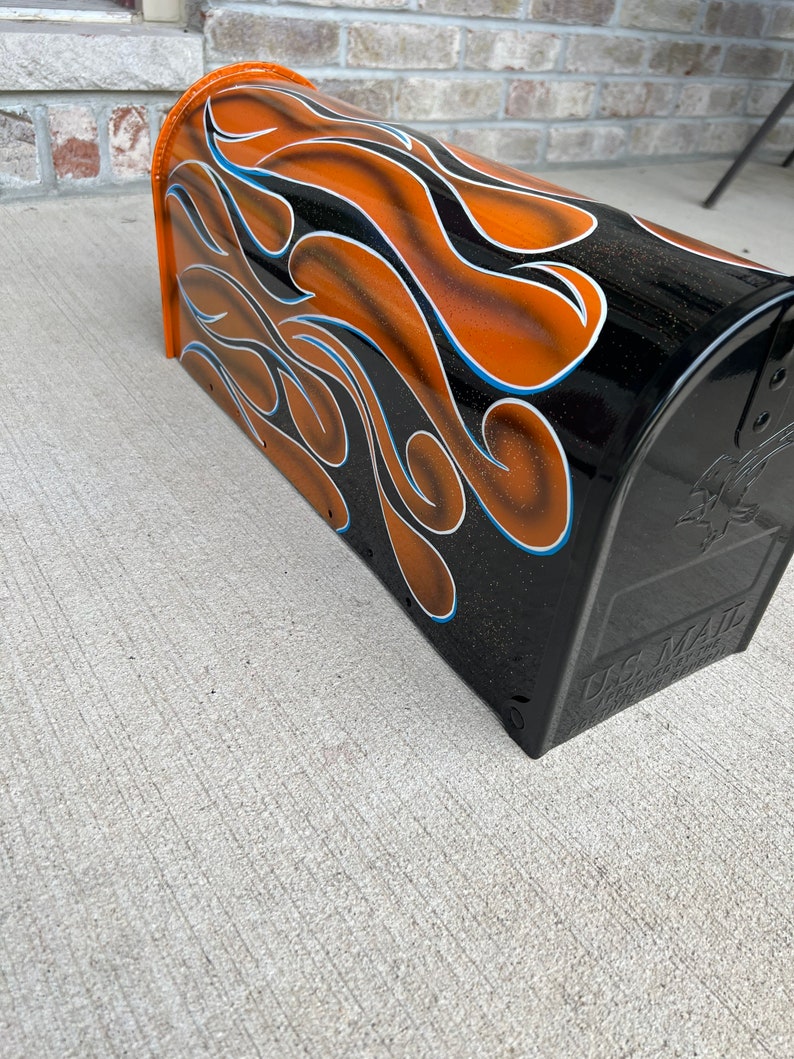 Tribal Flame Airbrush Pinstripe Hot Rat Rod Tattoo Art Mailbox - Etsy