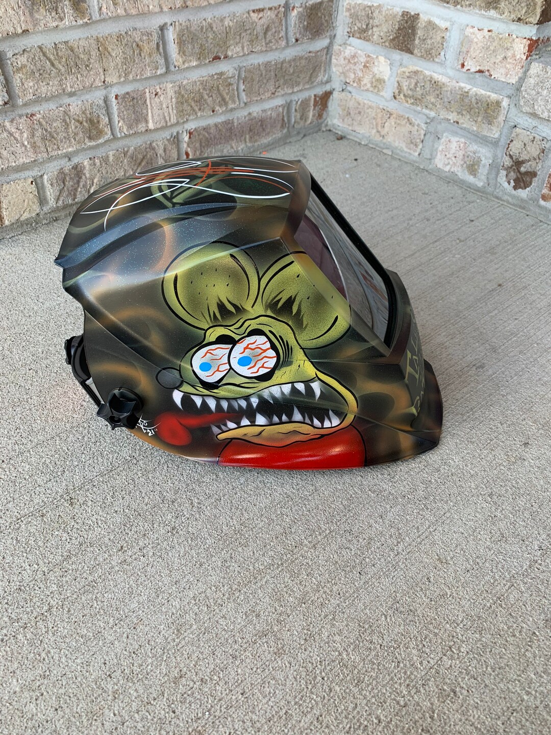 Hot Rat Rod Tattoo Flash Hand Painted Rat Fink Airbrush Welding Helmet ...