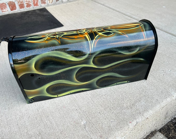 Custom Hot Rod Motorcycle Flame Art Mailbox 100% Hand Painted Airbrush ...