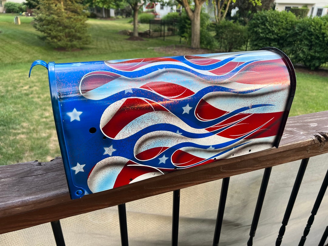 Hot Rat Rod American Flag Theme Pinstripe Metal Flake Art Mailbox - Etsy