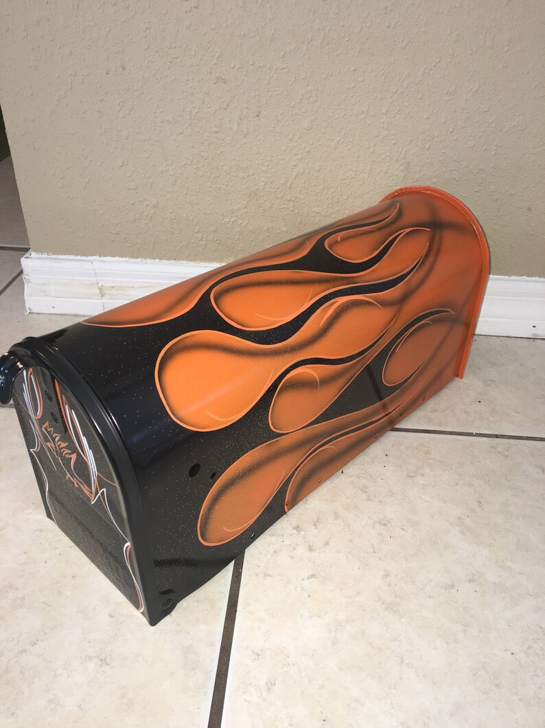 Flame Airbrush Pinstripe Hot Rat Rod Tattoo Art Mailbox One of a Kind ...