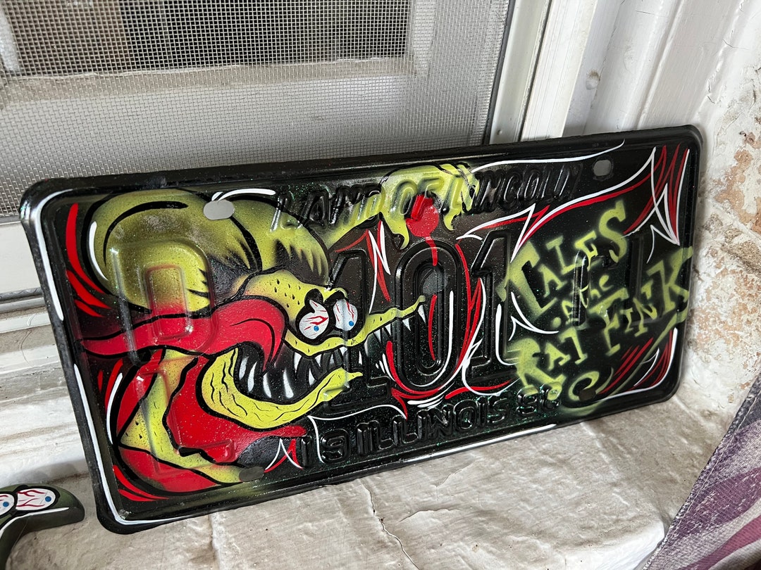 Hot Rat Rod Rat Fink Flying Eye Pinstripe Art License Plate - Etsy
