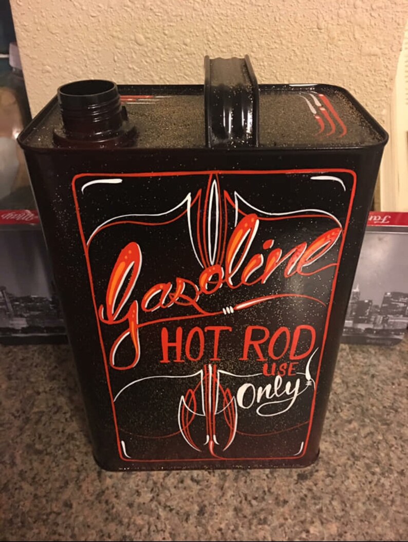 Pinstripe Hot Rat Rod Tattoo Custom Painted Solvent Oil Can Art - One ...