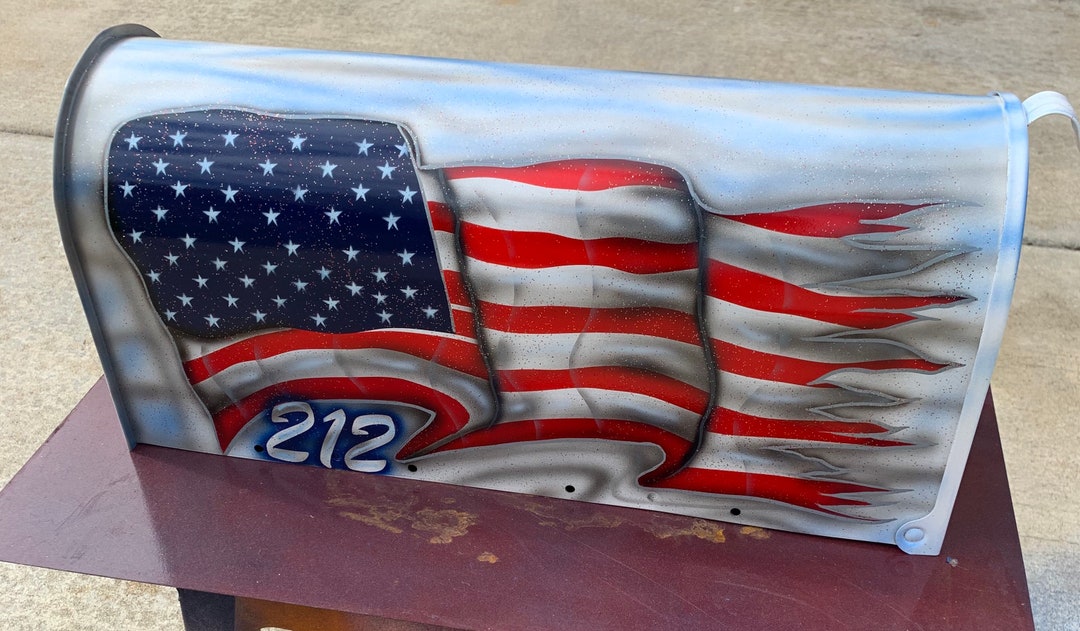 Hot Rat Rod American Flag Theme Pinstripe Metal Flake Art Mailbox - Etsy